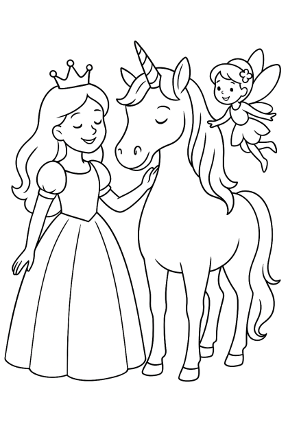 Einhorn & Prinzessin: Dein Märchen zum Ausmalen! | Colorino